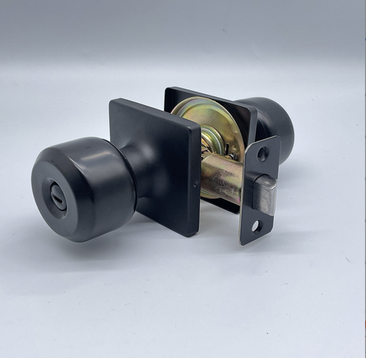 Door Handle Lock ball lock round lock Matte Finish with Key (Black col ...